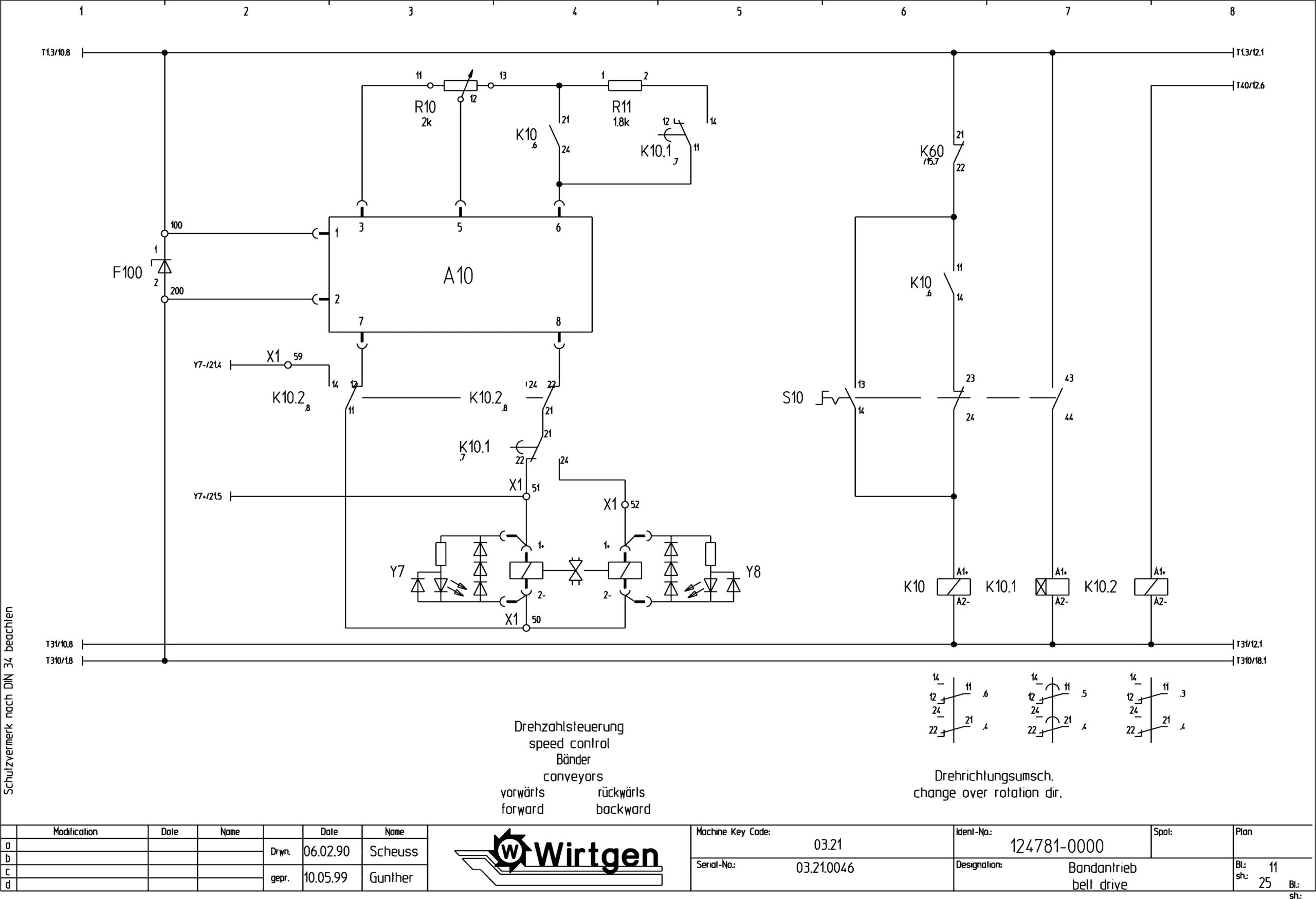 Wirtgen Cold Milling Machine 2100 DC-DCR Circuit Diagram 124781_00