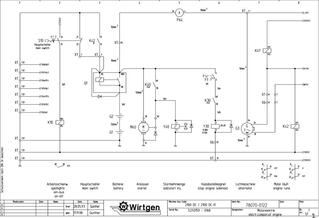 Wirtgen Cold Milling Machine 2100 DC-DCR Circuit Diagram 78070_22