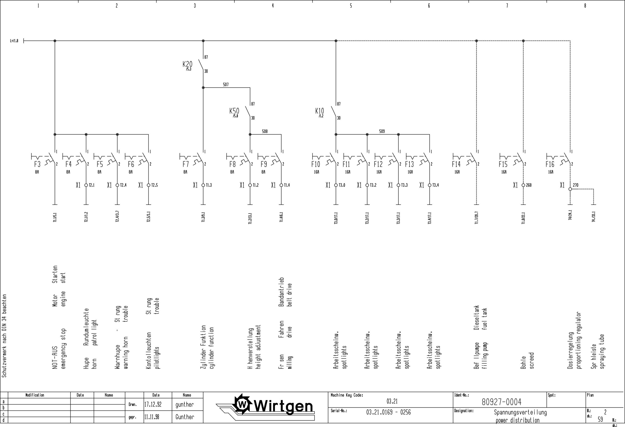 Wirtgen Cold Milling Machine 2100 DC-DCR Circuit Diagram 80927_04