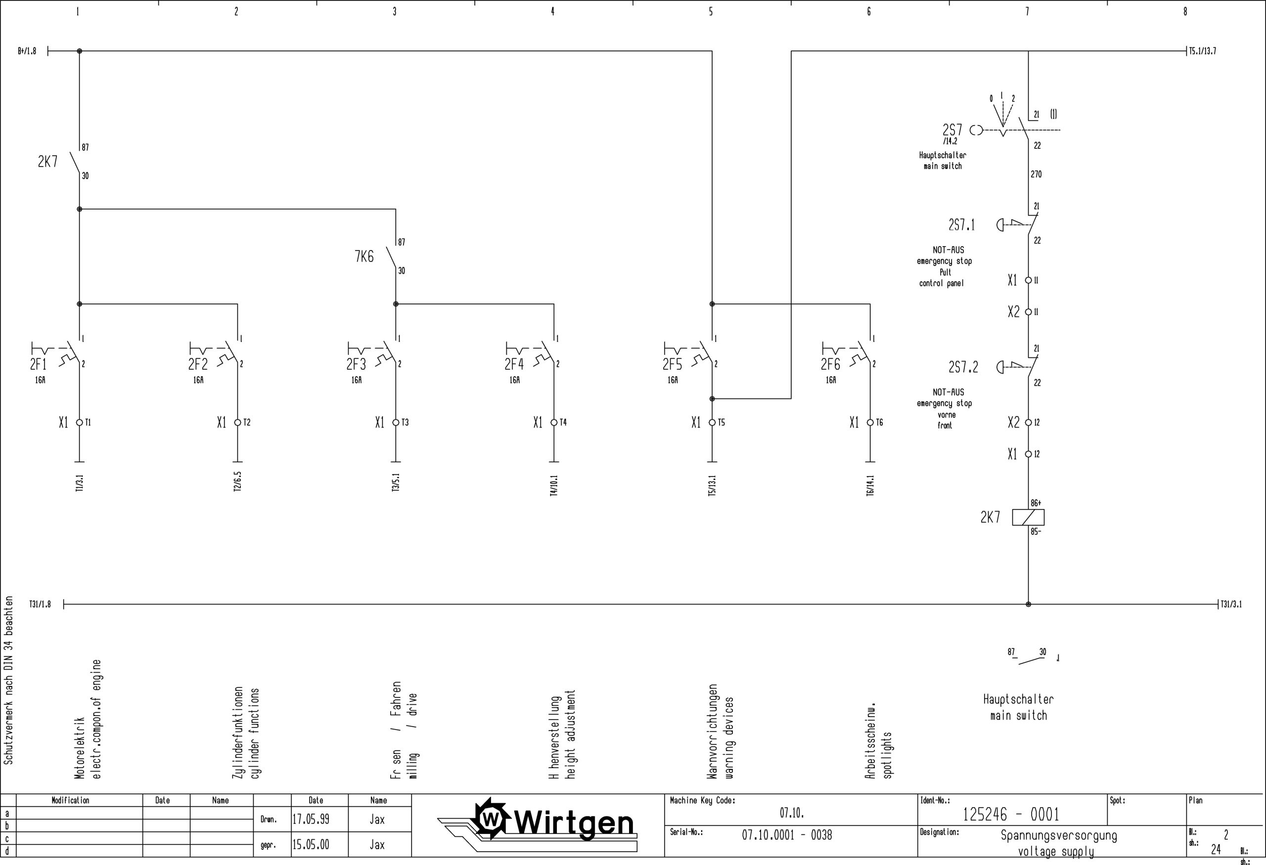 Wirtgen Cold Milling Machine W 1000 F W 1200 F W 1300 F Circuit Diagram ...