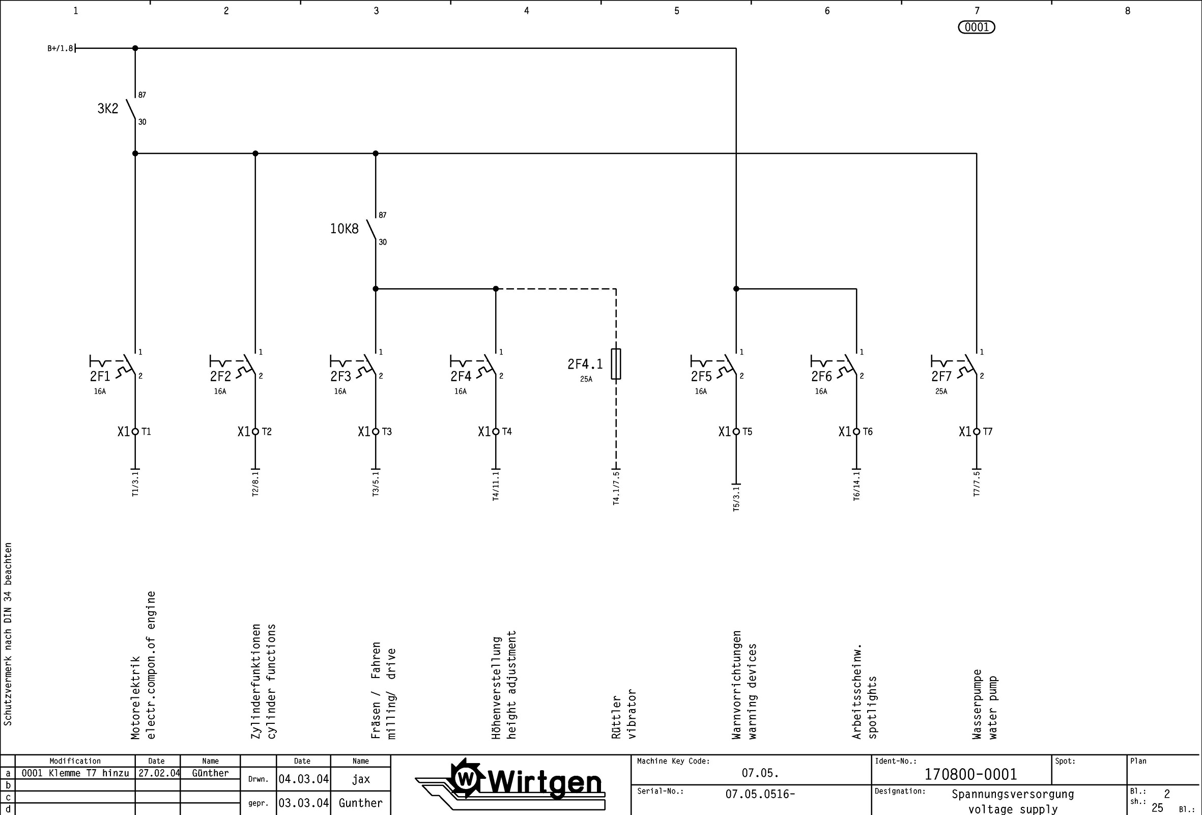 Wirtgen Cold Milling Machine W 1000L Circuit Diagram 170800_01