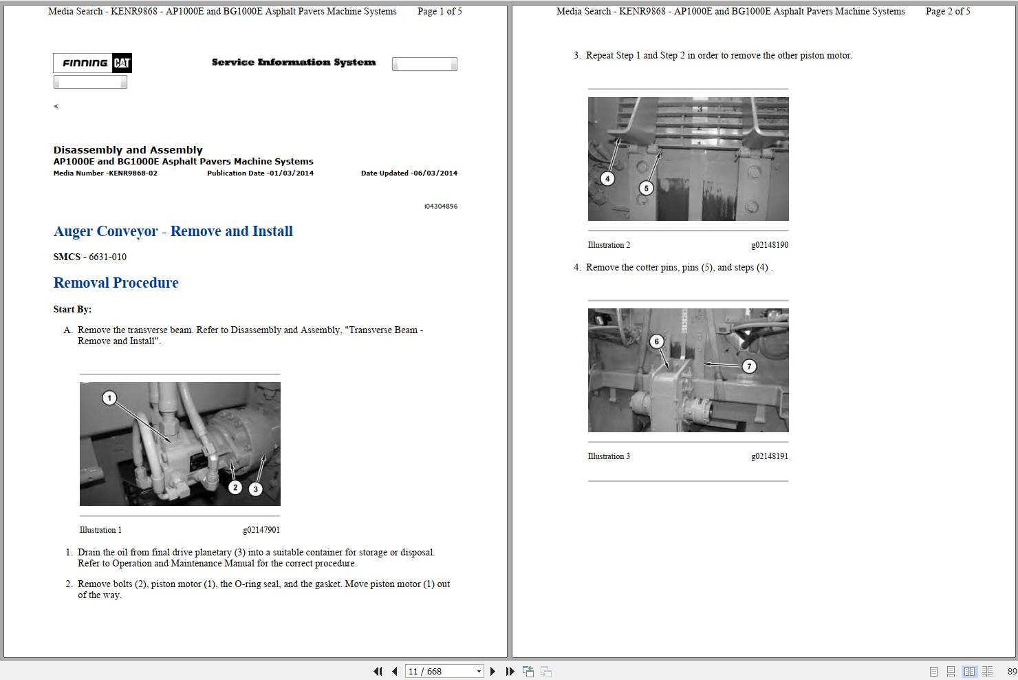 CAT Asphalt Paver AP1000E T1F Operators Service Manual and Schematics