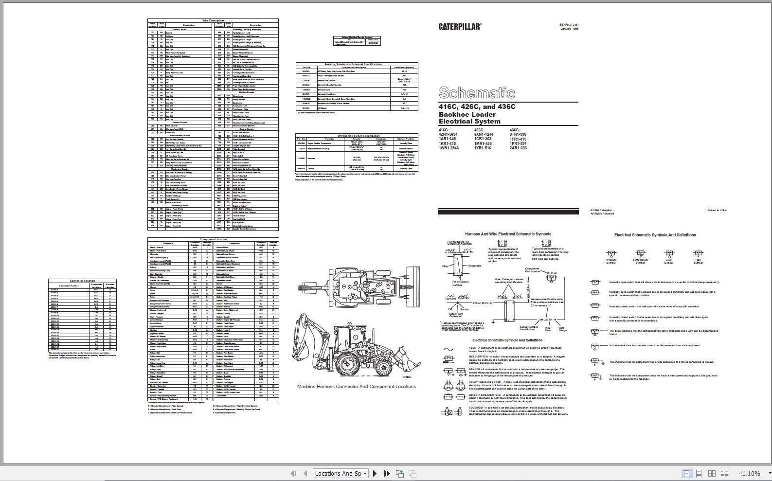 CAT Backhoe Loader 426C 1CR Operators Service Manual and Schematics