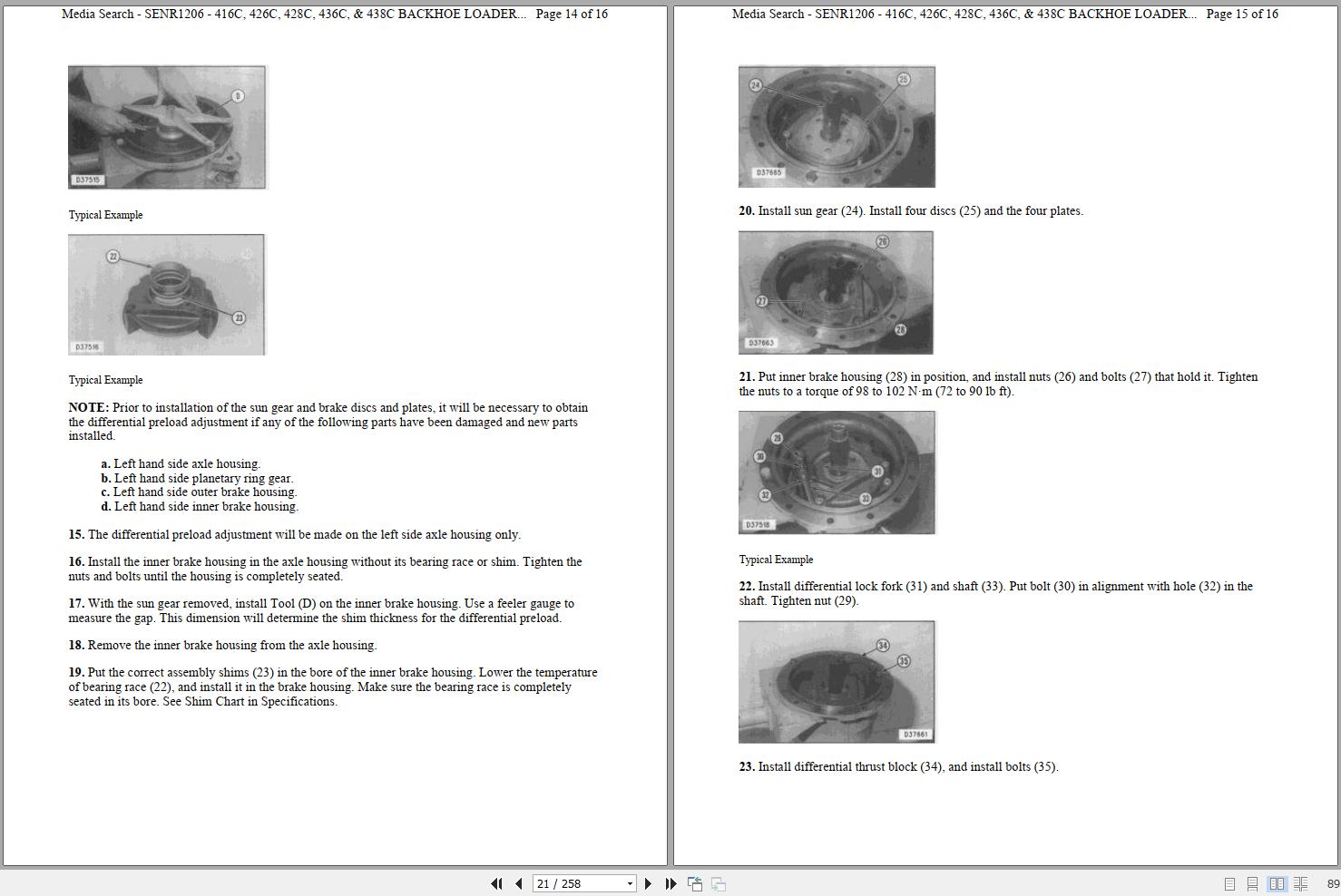 CAT Backhoe Loader 426C 1YR Operators Service Manual and Schematics