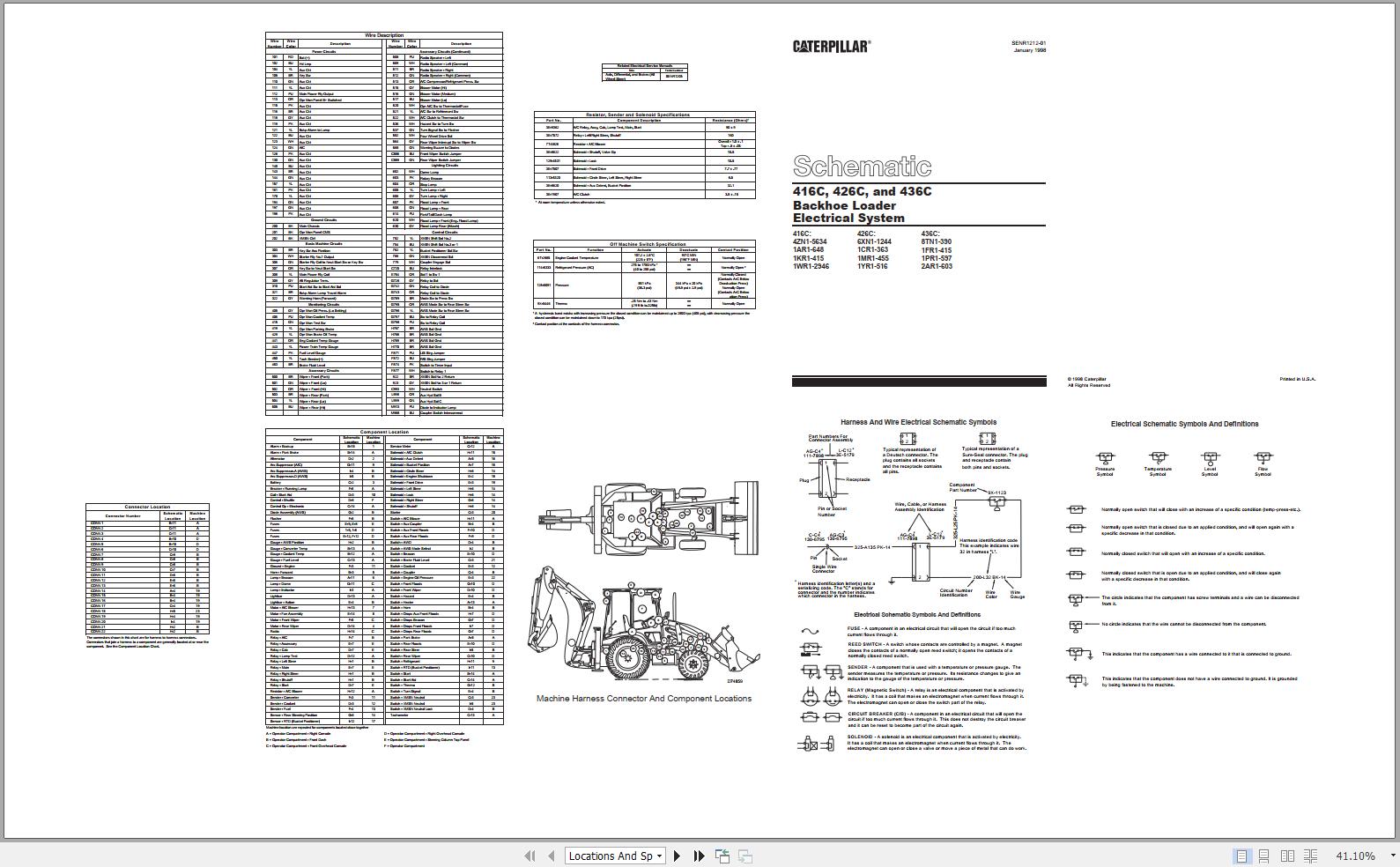 CAT Backhoe Loader 426C 1YR Operators Service Manual and Schematics
