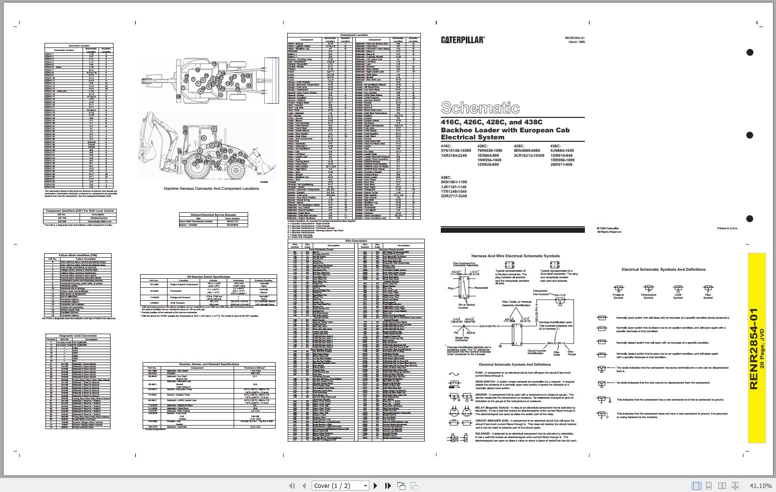 CAT Backhoe Loader 426C 1ZR Operators Service Manual and Schematics