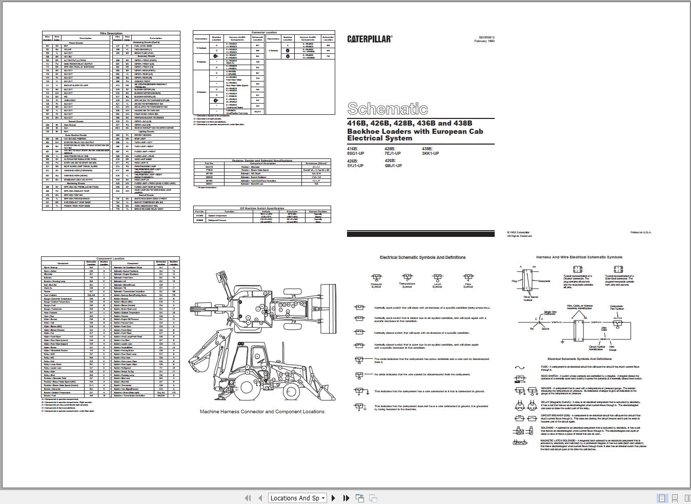 CAT Backhoe Loader 428B 7EJ Operators Service Manual and Schematics