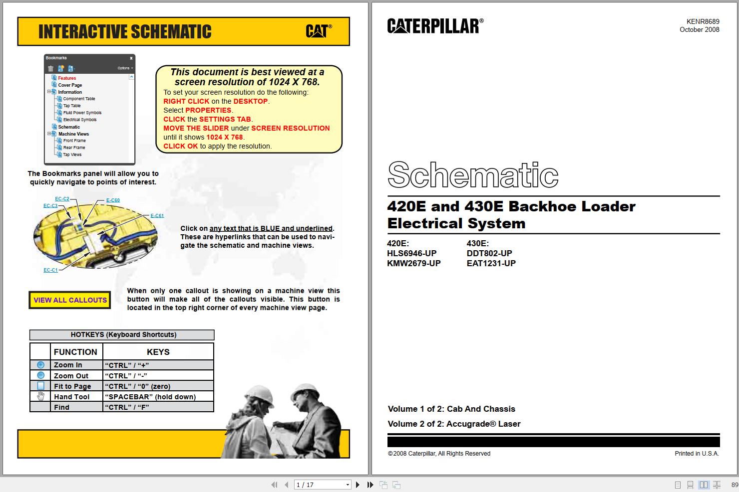 CAT Backhoe Loader 430E DDT Operators Service Manual and Schematics