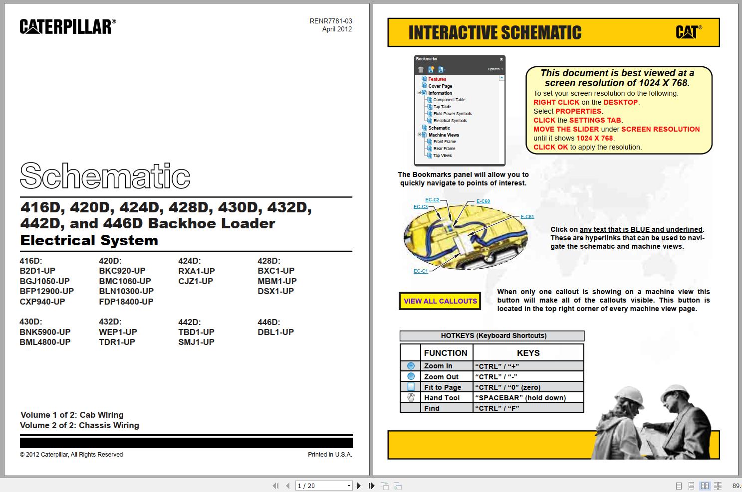 CAT Backhoe Loader 446D DBL Operators Service Manual and Schematics