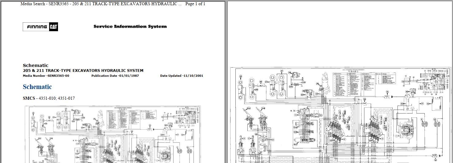 CAT Excavator 205 4DC Operators Service Manual and Schematics