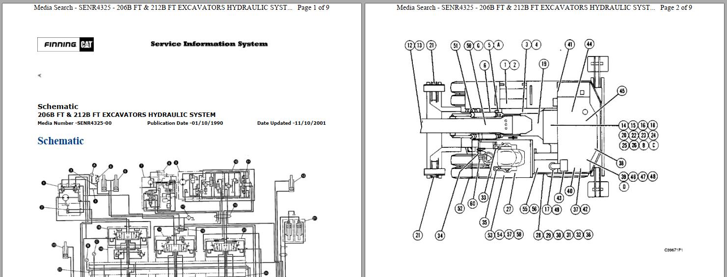 CAT Excavator 212B 3PJ Operators Service Manual and Schematics