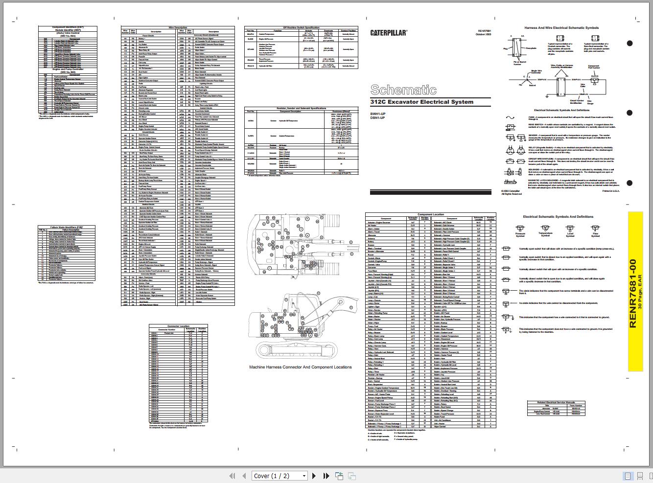 CAT Excavator 312C BWH Operators Service Manual and Schematics