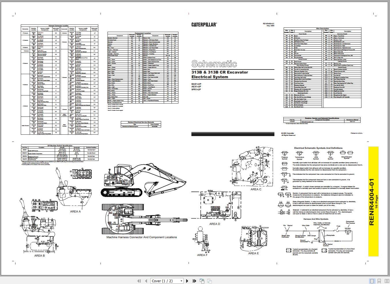 CAT Excavator 313B AEX Operators Service Manual and Schematics