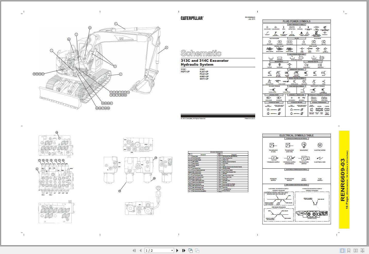 CAT Excavator 313C HGF Operators Service Manual and Hydraulic Schematics