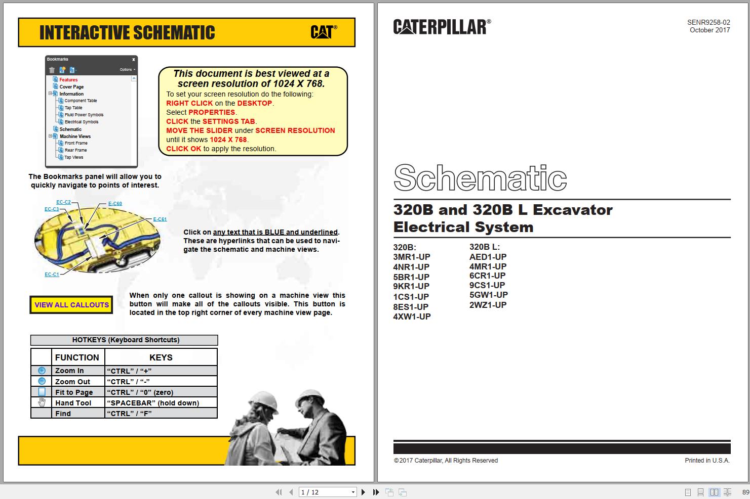 CAT Excavator 320B L 6CR Operators Service Manual and Schematics