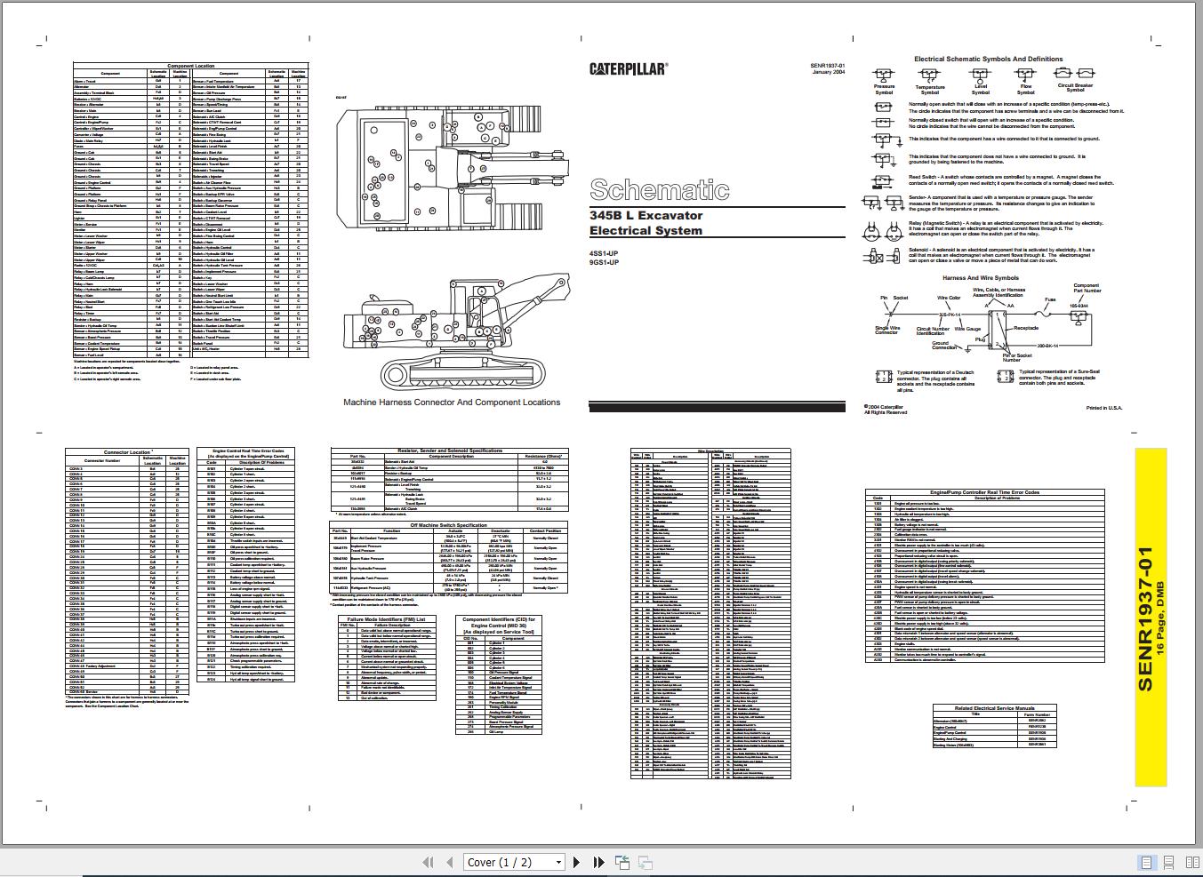 CAT Excavator 345B L 4SS Operators Service Manual and Schematics