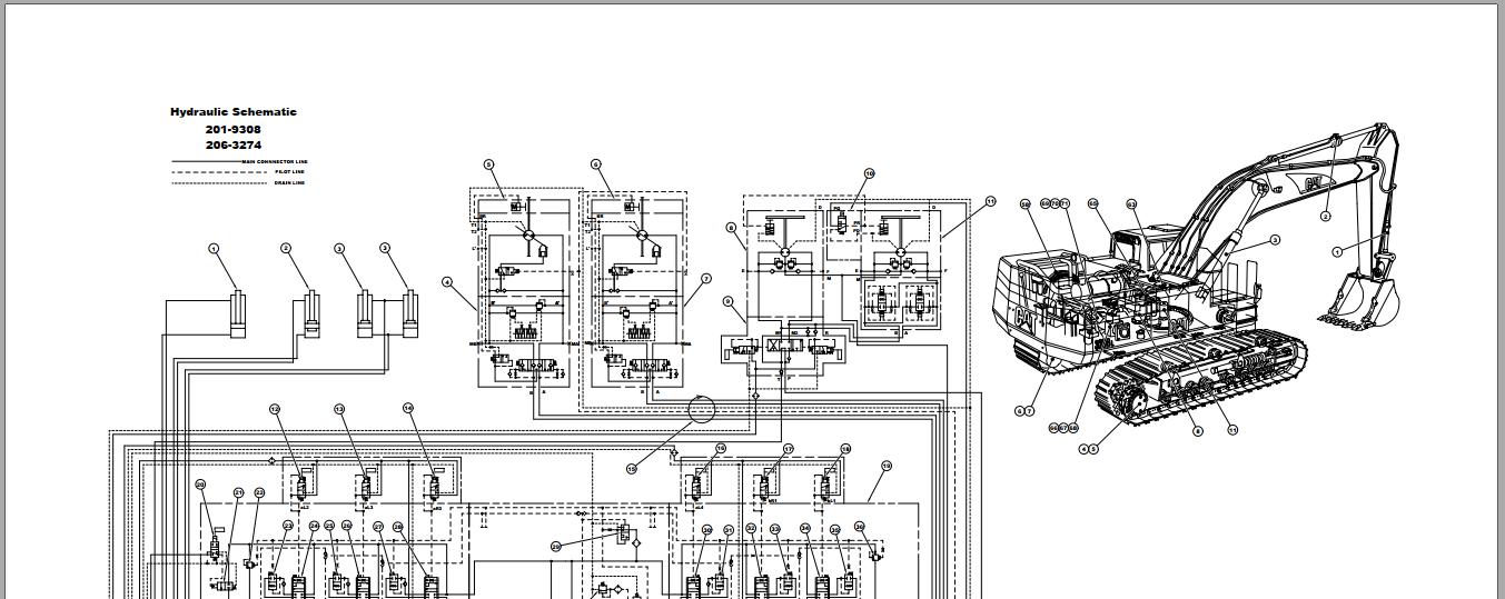 CAT Excavator 365B II JMB Operators Service Manual and Schematics