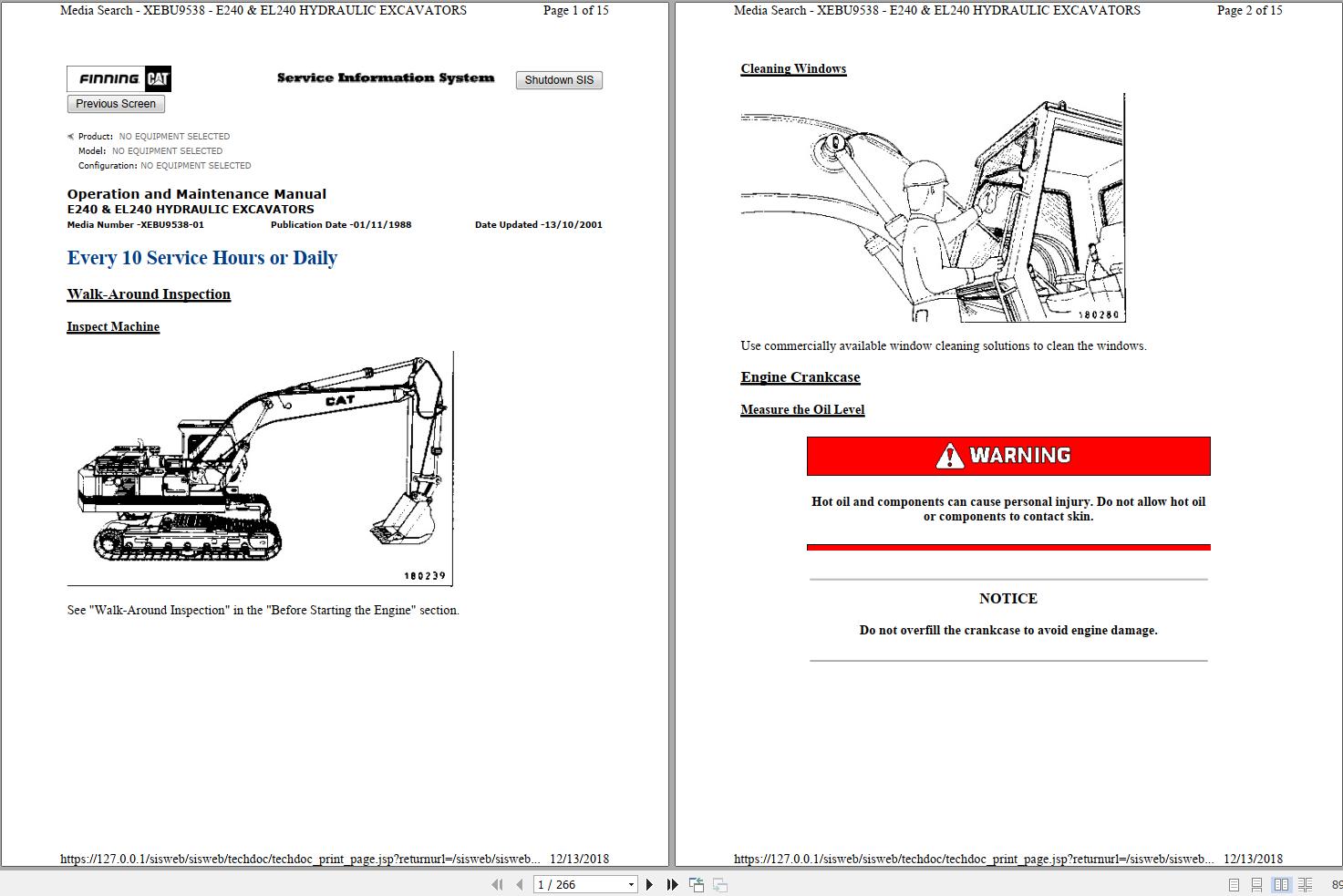 CAT Excavator EL240 4JF Operators Maintenance and Service Manual