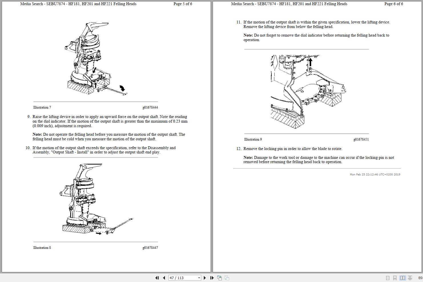 CAT Felling Head HF221 BXX Operation Maintenance Service Manual