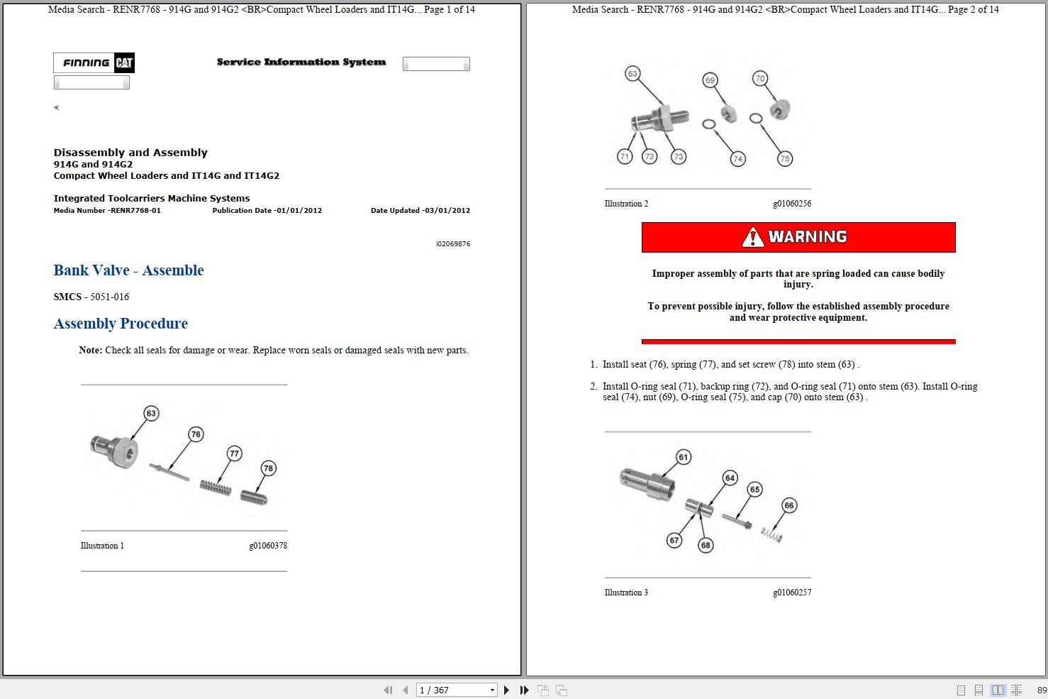 CAT Integrated Tool Carrier IT14G KZN Operators Service Manual and Schematics