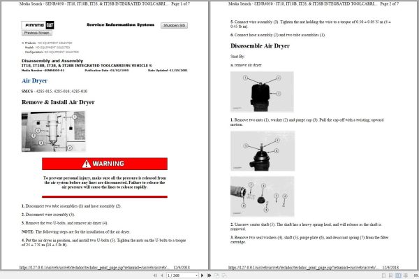 CAT Integrated Tool Carrier IT28B 1HF Operators Service Manual and ...