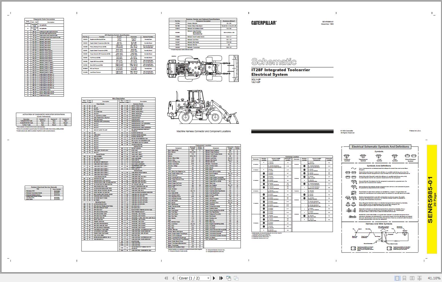 CAT Integrated Tool Carrier IT28F 3CL Operators Service Manual and ...