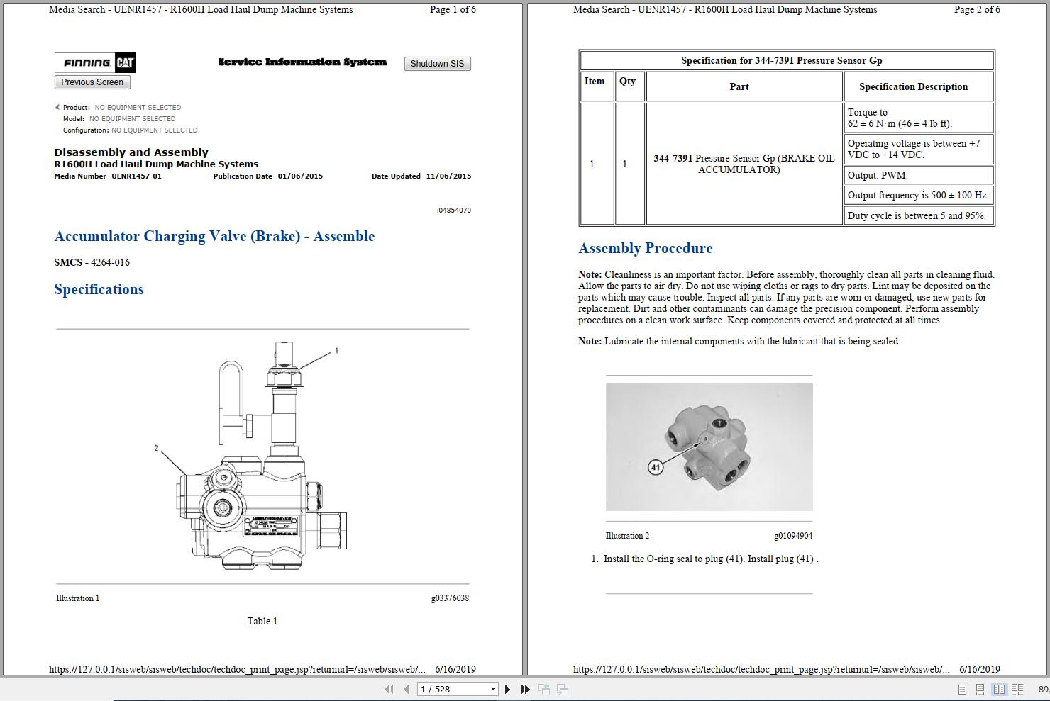 CAT Load Haul Dump R1600H 9SD Operators Service Manual and Schematics