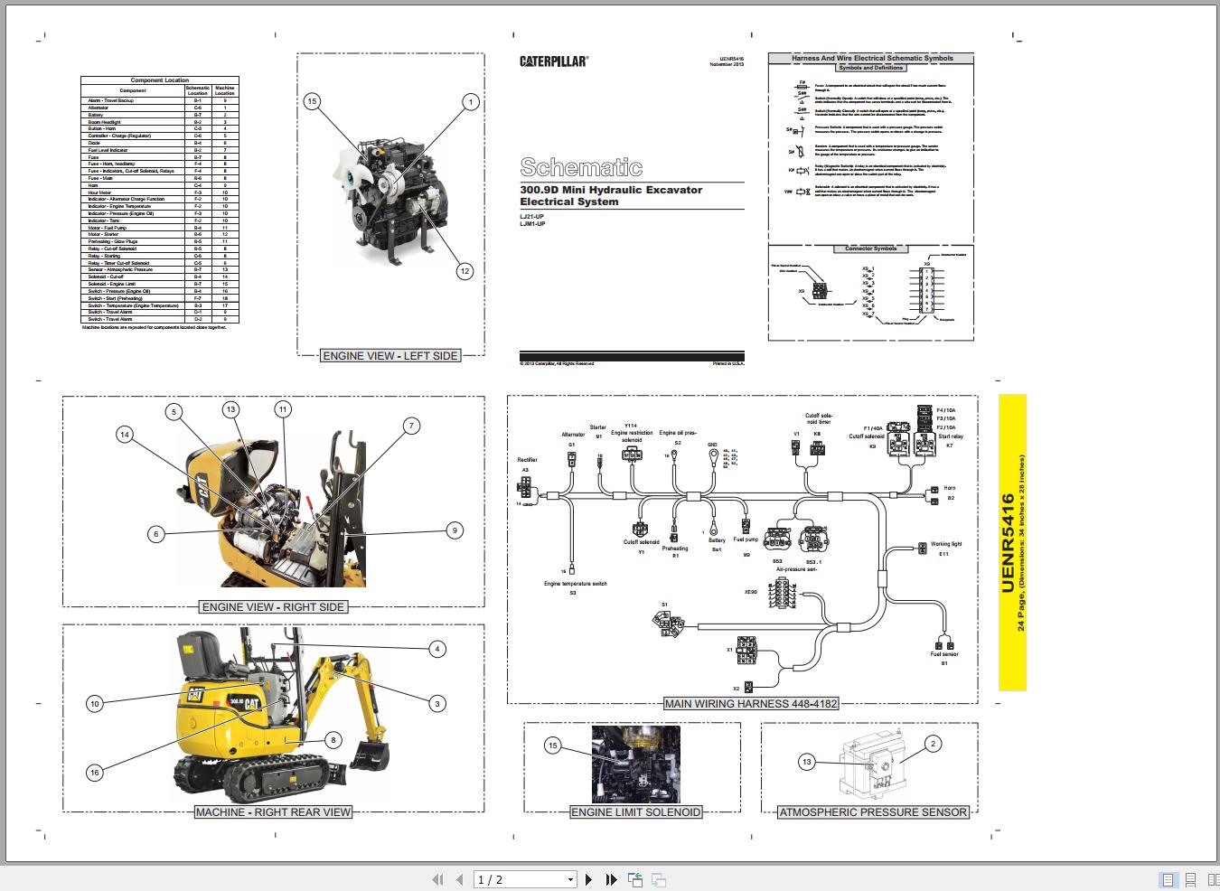 CAT Mini Hydraulic Excavator 300.9D LJM Operators Service Manual and Schematics