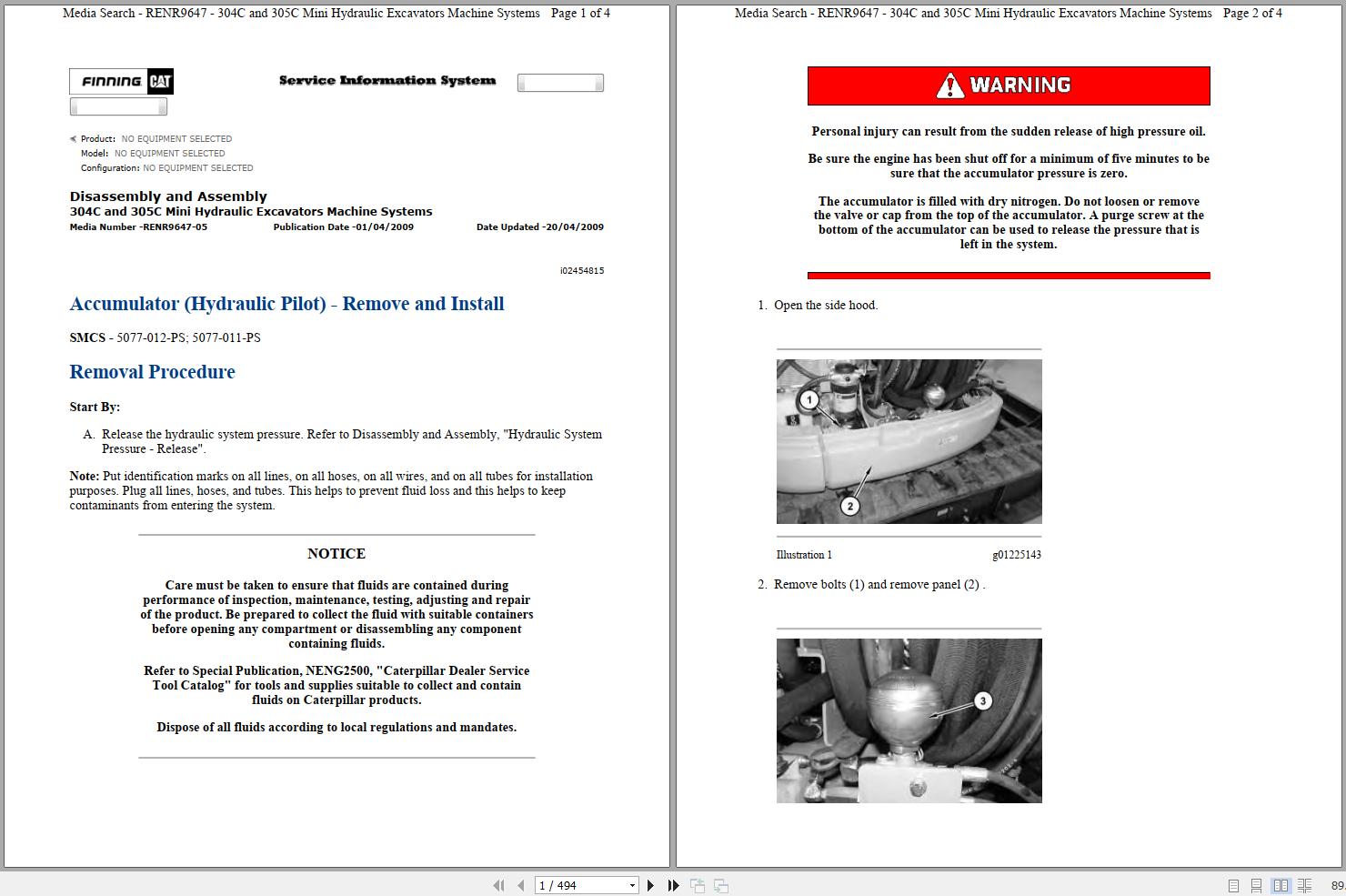 CAT Mini Hydraulic Excavator 304C CR FPK Operators Service Manual and Schematics