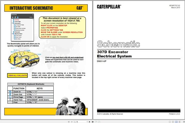 CAT Mini Hydraulic Excavator 307D DSG Operators Service Manual and Schematics