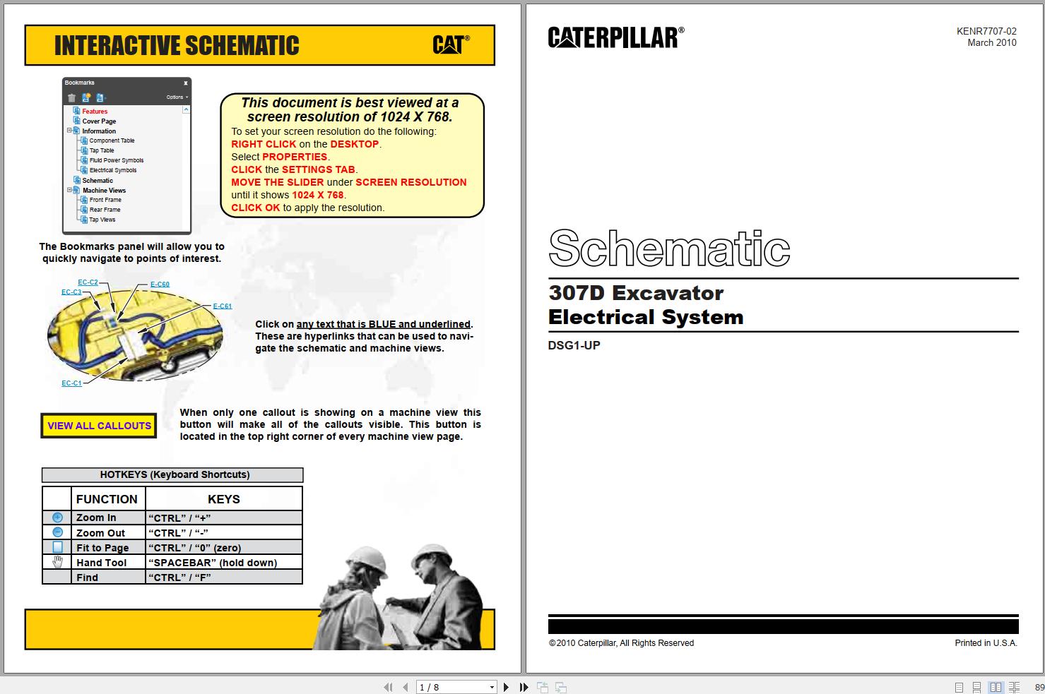 CAT Mini Hydraulic Excavator 307D DSG Operators Service Manual and Schematics
