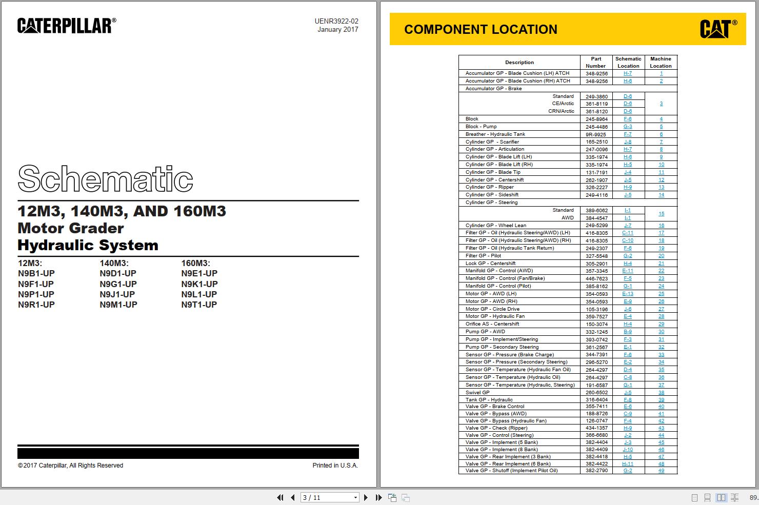 CAT Motor Grader 12M3 N9F Operators Service Manual and Schematics