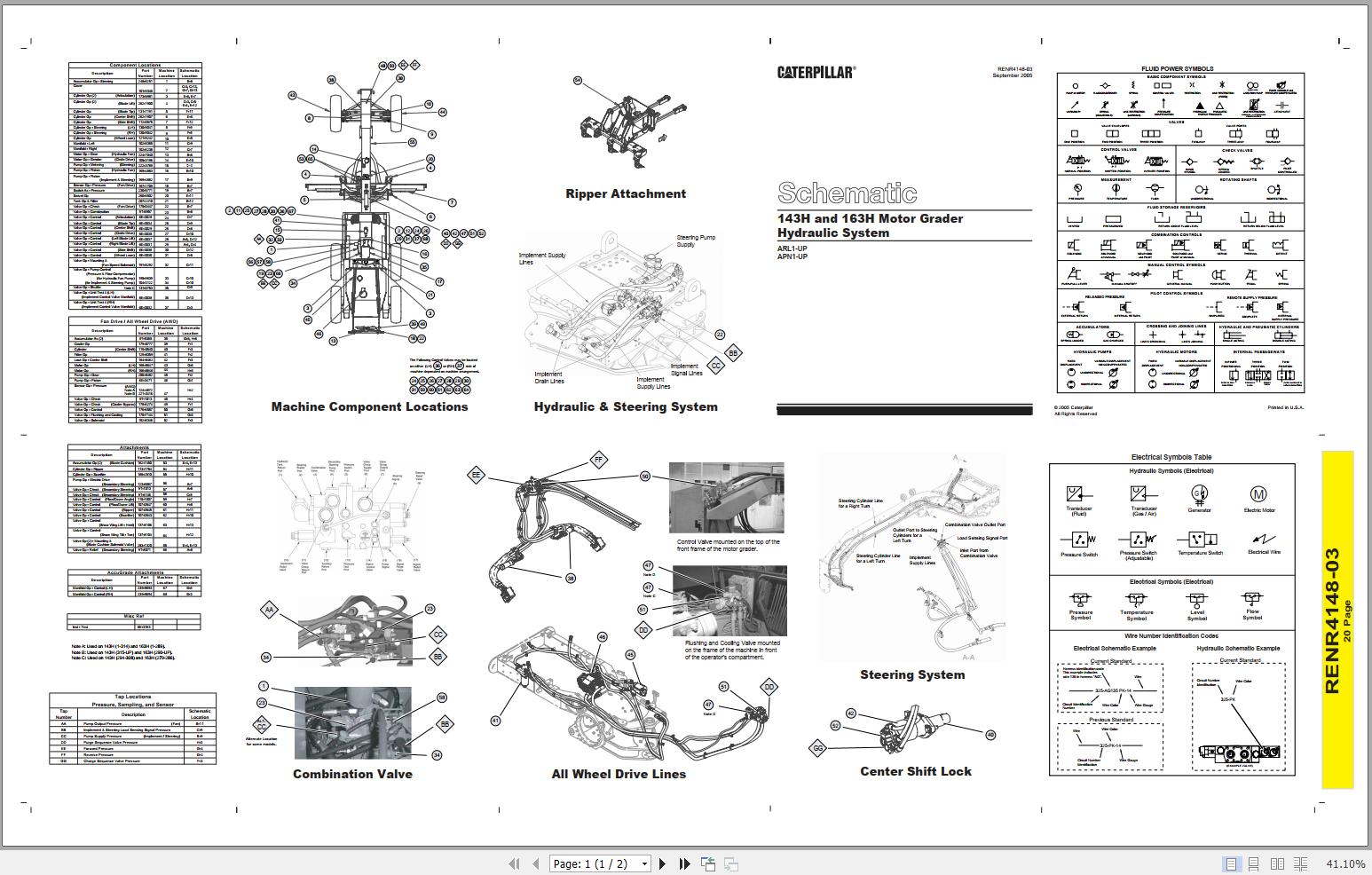 CAT Motor Grader 143H APN Operators Service Manual and Schematics