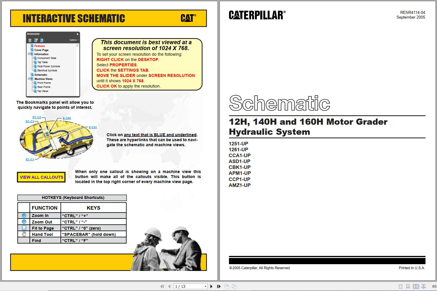 CAT Motor Grader 160H CCP Operators Service Manual and Schematics