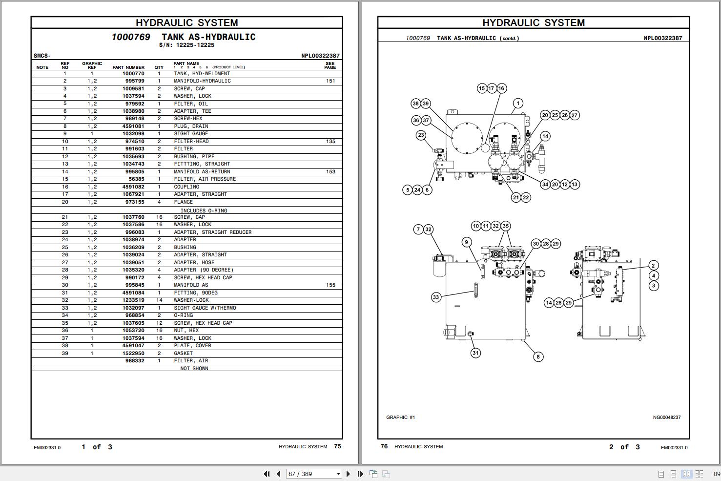 CAT Track Drill MD5075 Parts Manual EM002331-0