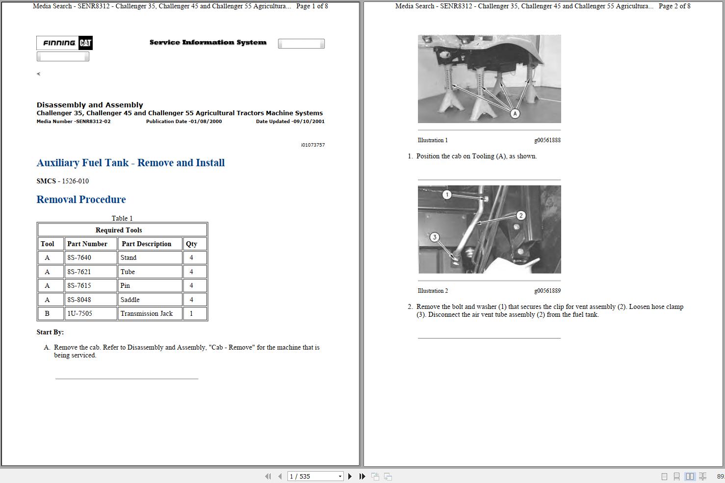 CAT Tractor Challenger 55 7DM Operators Service Manual and Schematics