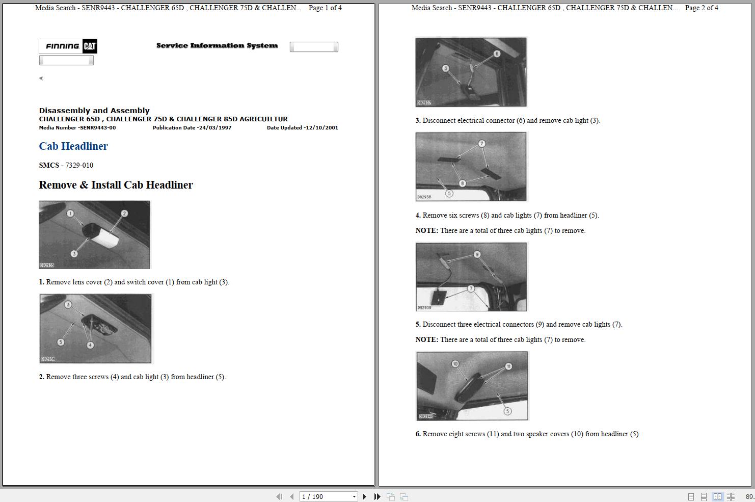 CAT Tractor Challenger 65C 2ZJ Operators Service Manual and Schematics
