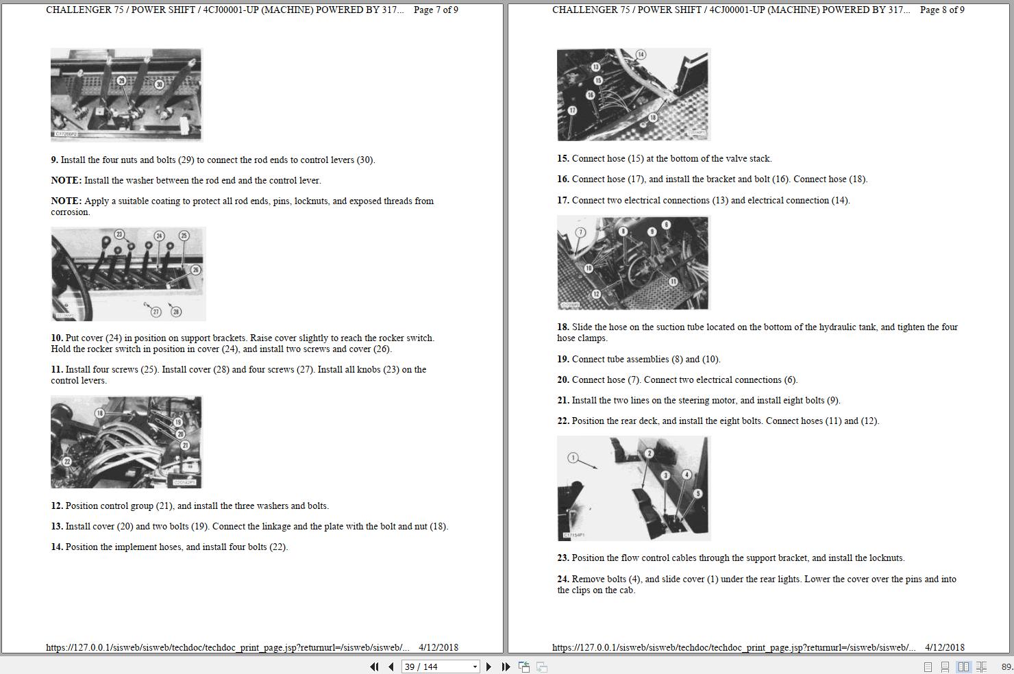 CAT Tractor Challenger 75 4CJ 4KK Disassembly Assembly Maintenance and ...