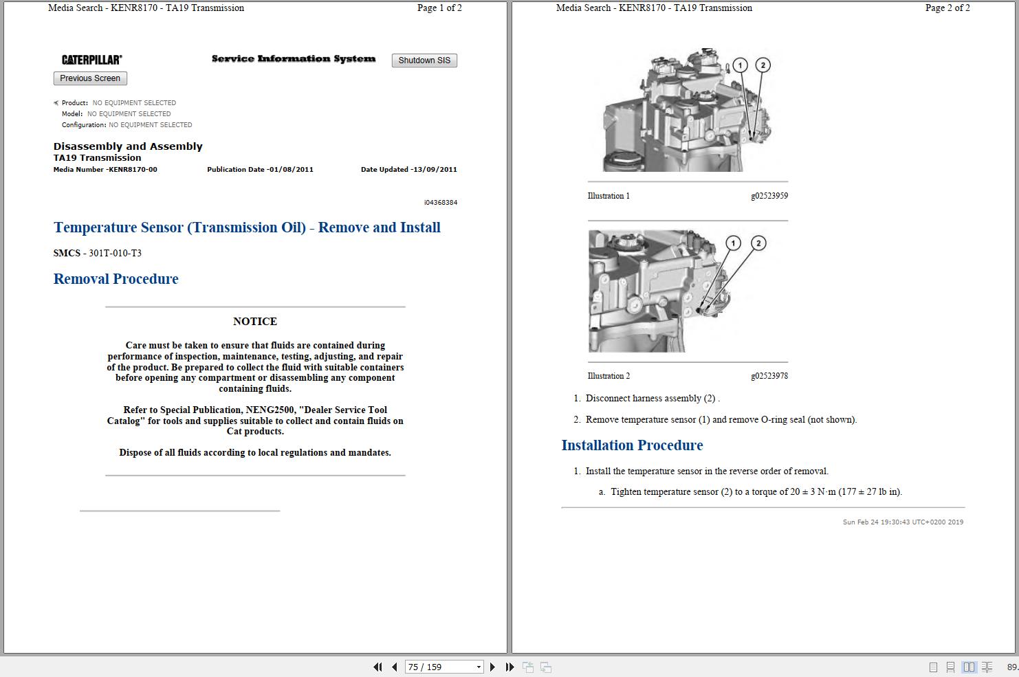 Caterpillar Agricultural Transmission TA19-M4WD XAF Operators Service ...