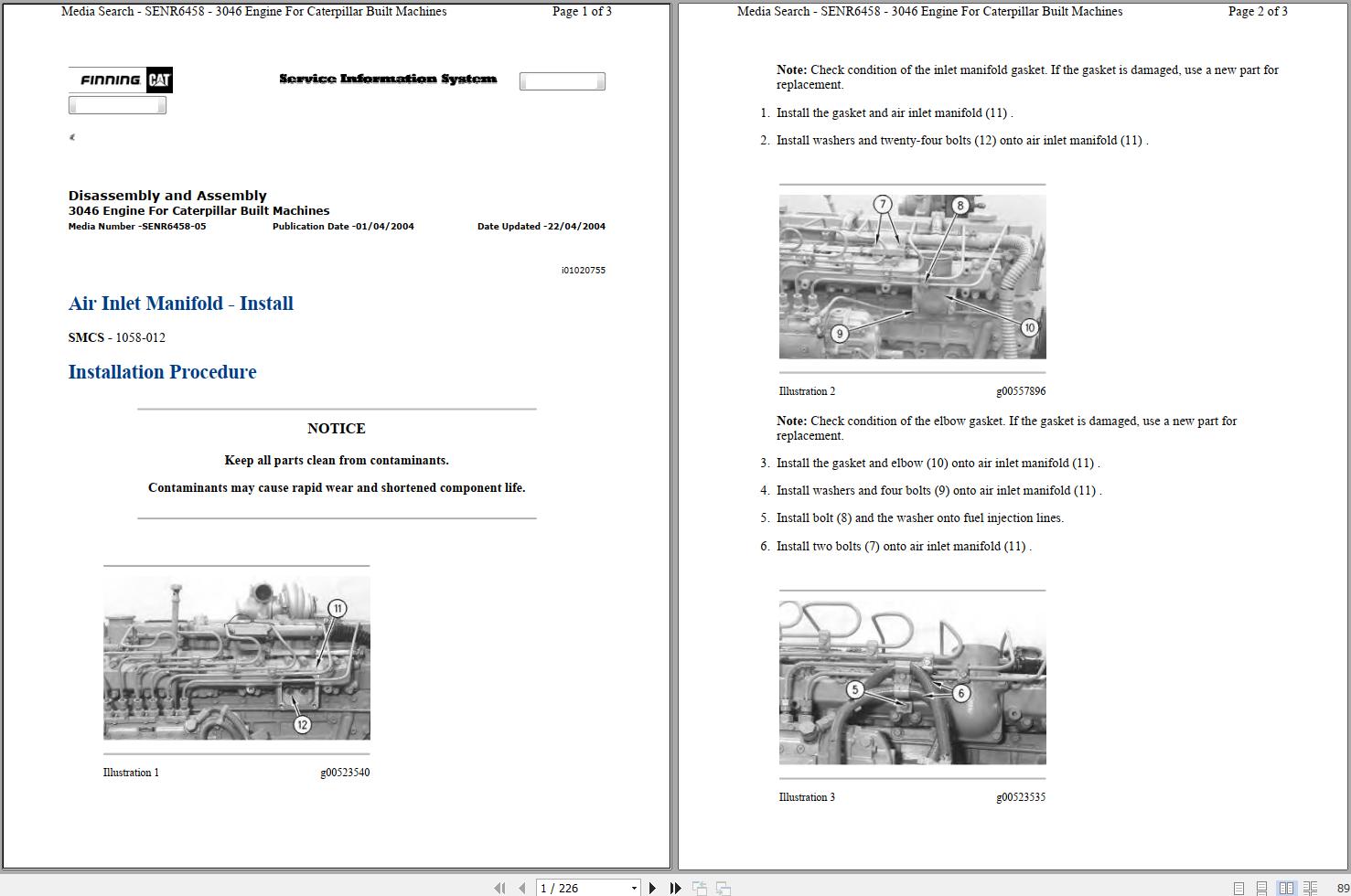 Caterpillar Engine 3046 5XK Service Manual