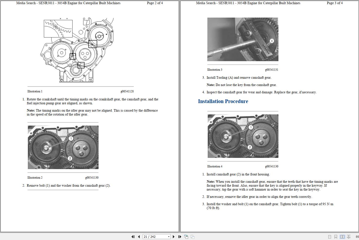 Caterpillar Engine 3054B 7SG Specifications Disassembly and Assembly