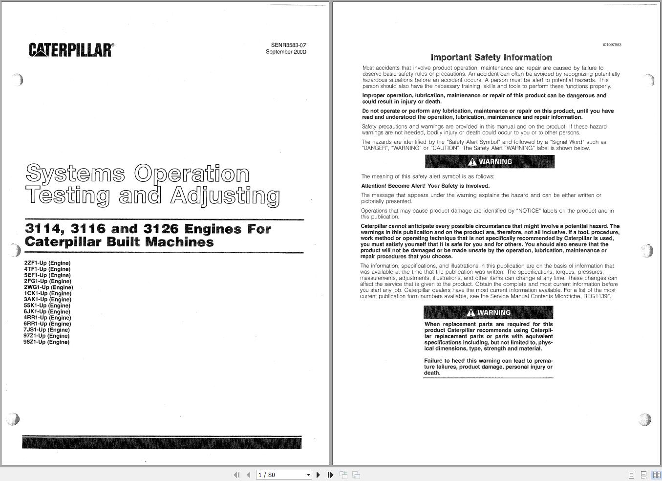Caterpillar Engine 3114 3116 3126 Systems Operation Testing And ...