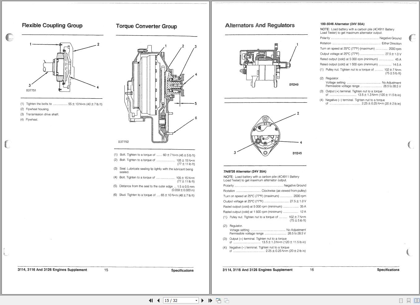 Caterpillar Engine 3114 3116 3126 supplements Manual SENR4615-01