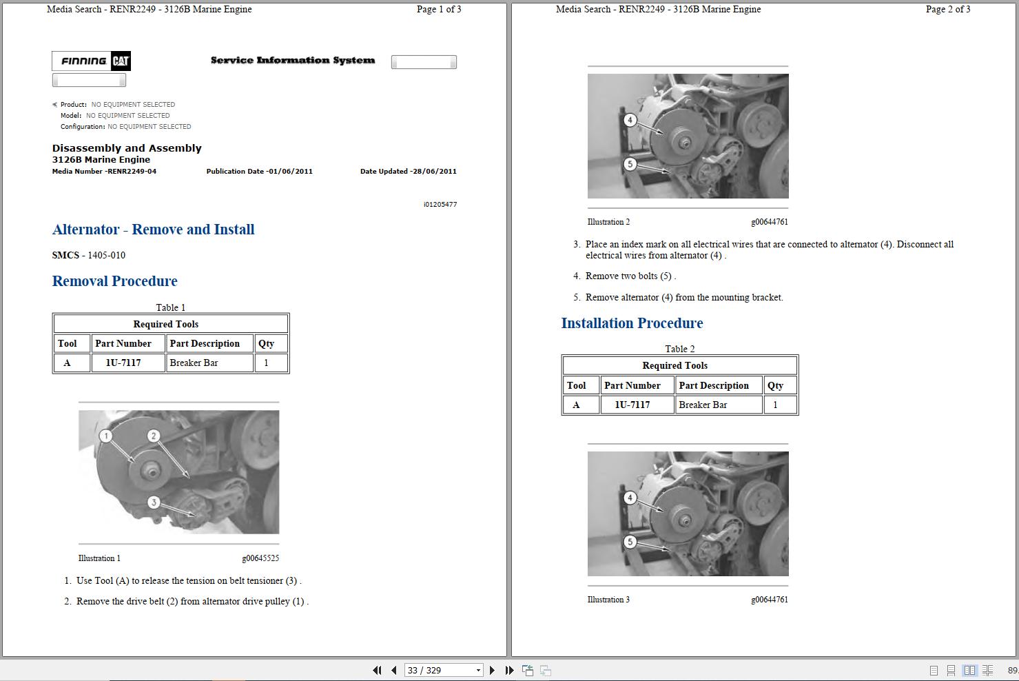 Caterpillar Engine 3126B 3GS Operators Service Manual and Electrical ...