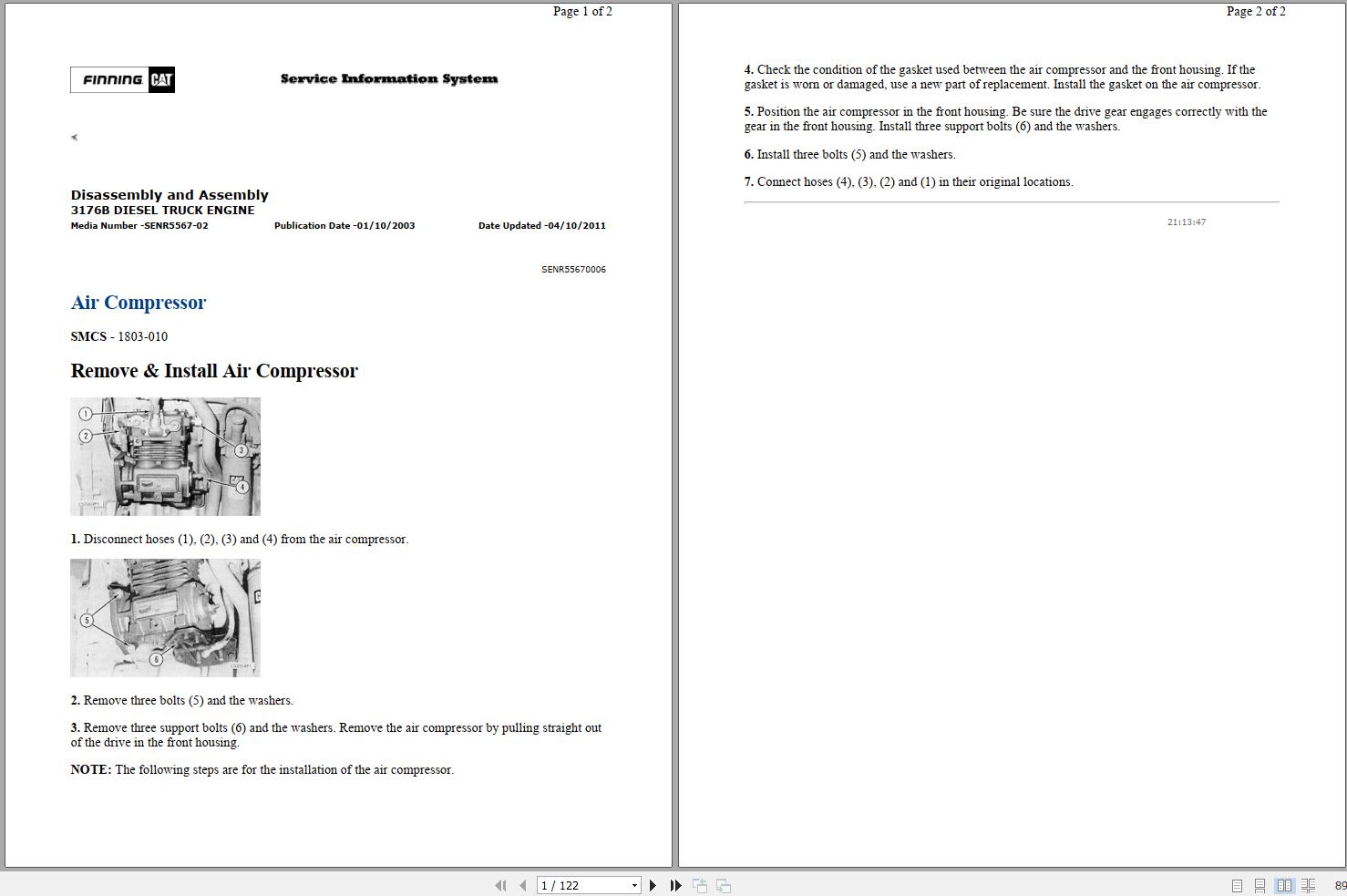 Caterpillar Engine 3176B 9CK Operators Service Manual and Electrical ...