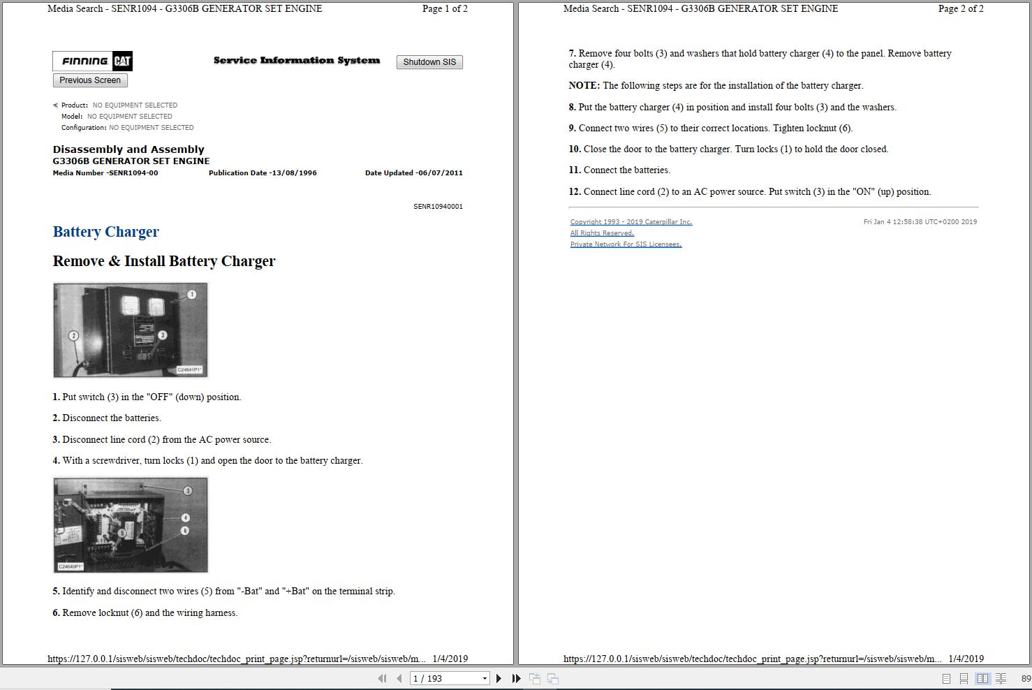 Caterpillar Engine 3306B 9NR Operators Service Manual and Electrical ...