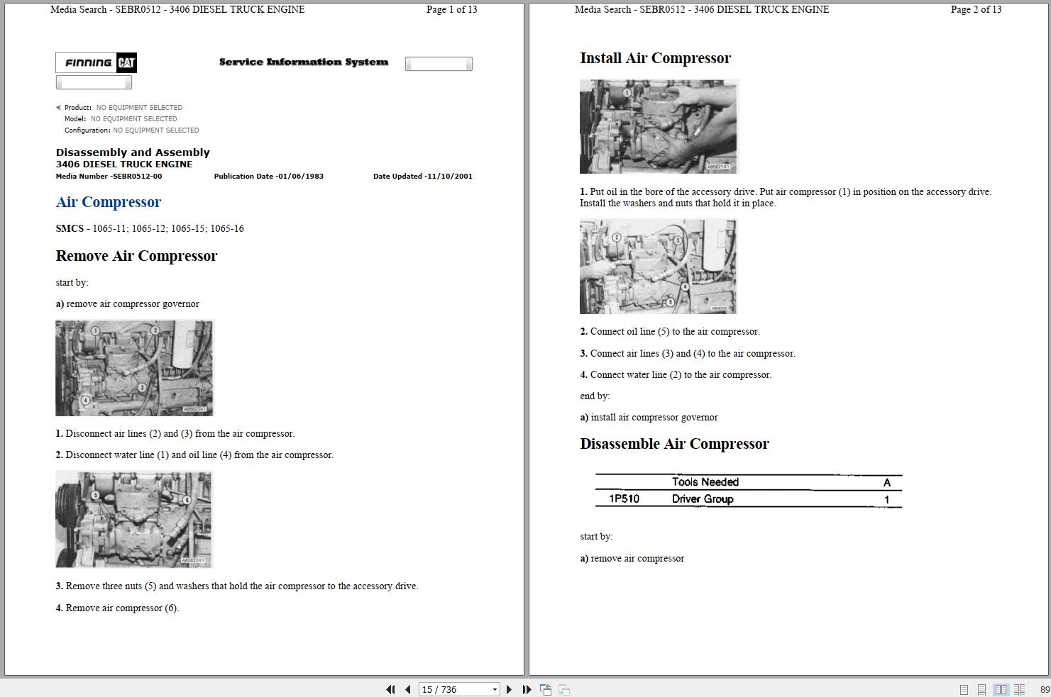 Caterpillar Engine 3406 92U Operation Maintenance and Service Manual