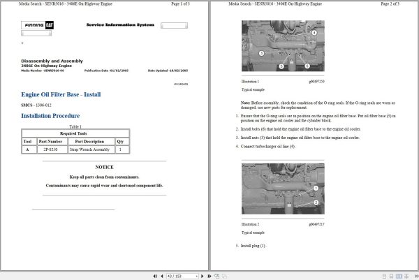 Caterpillar Engine 3406E 2WS Operators Service Manual and Electrical ...
