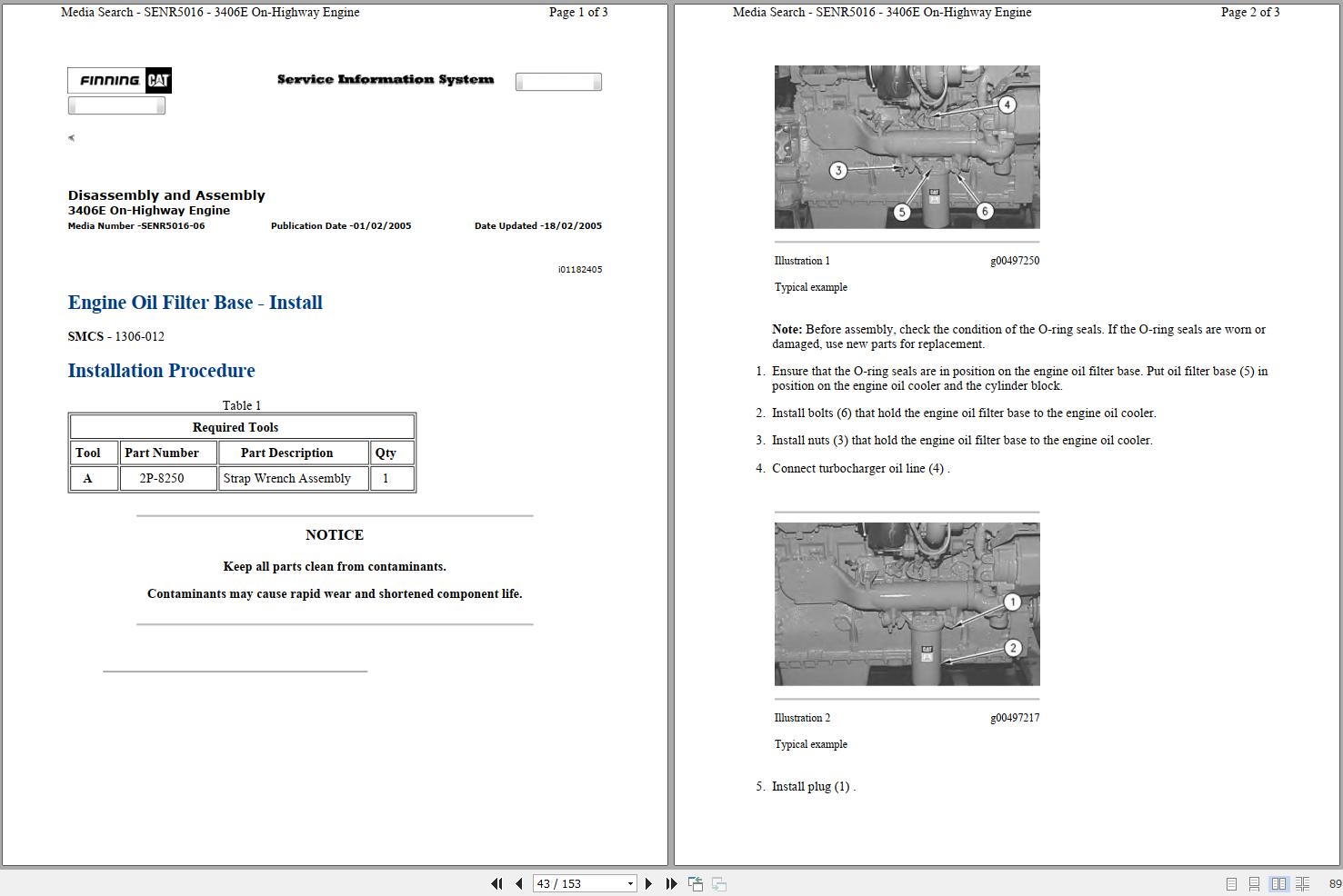 Caterpillar Engine 3406E 2WS Operators Service Manual and Electrical ...