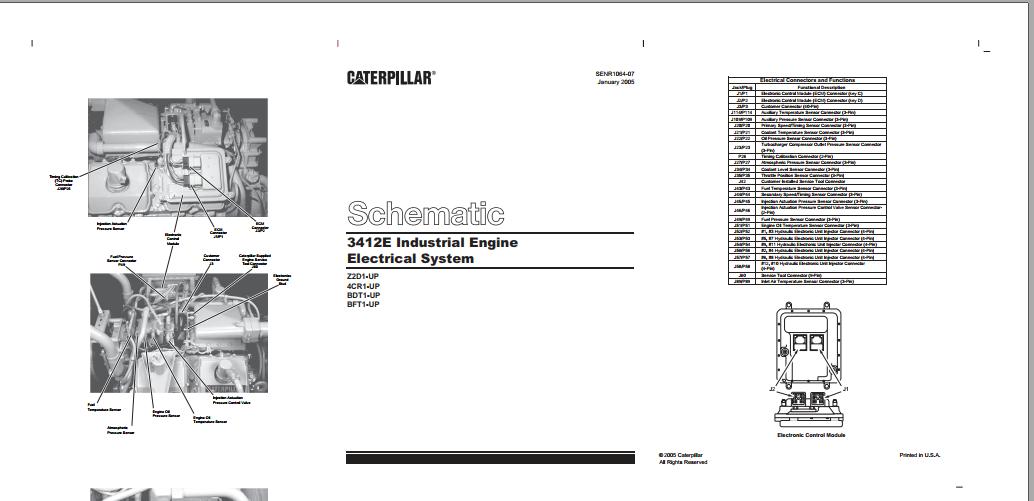 Caterpillar Engine 3412E 4CR Operators Service Manual and Electrical ...